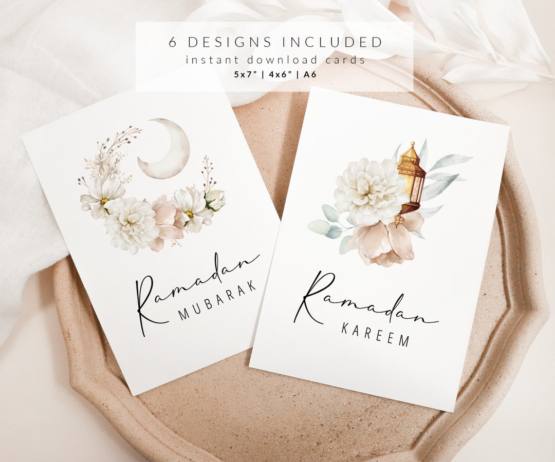 Printable Ramadan Cards Set, Modern Ramadan Mubarak Decoration DIY ...