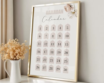 Ramadan Calendar Digital Download Wall Art, Ramadan Planner Digital ...