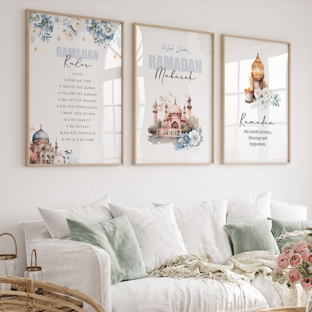 Ramadan Islamic Wall Art, Set of 3 Islam Posters Digital Download ...