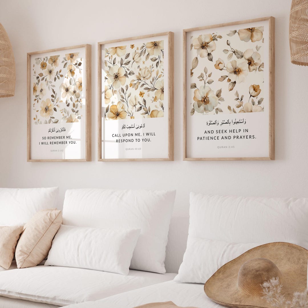 Islamic Wall Art, Set of 3 Islam Posters Digital Download, Muslim ...