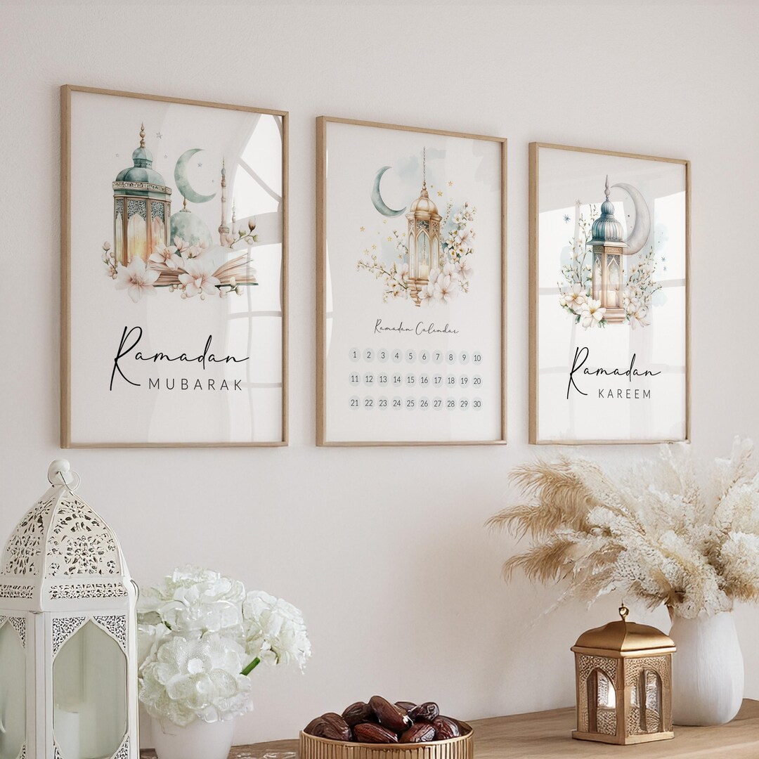 Set of 3 Ramadan Islamic Wall Art, Islam Posters Digital Download, Eid ...