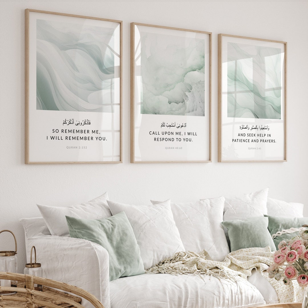 Islamic Wall Art, Set of 3 Islam Posters Digital Download, Quran Verse ...