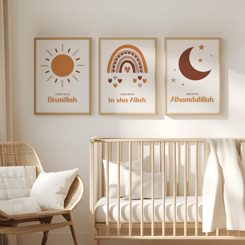 Printable Islamic Wall Art for Children, Neutral Muslim Nursery Decor ...