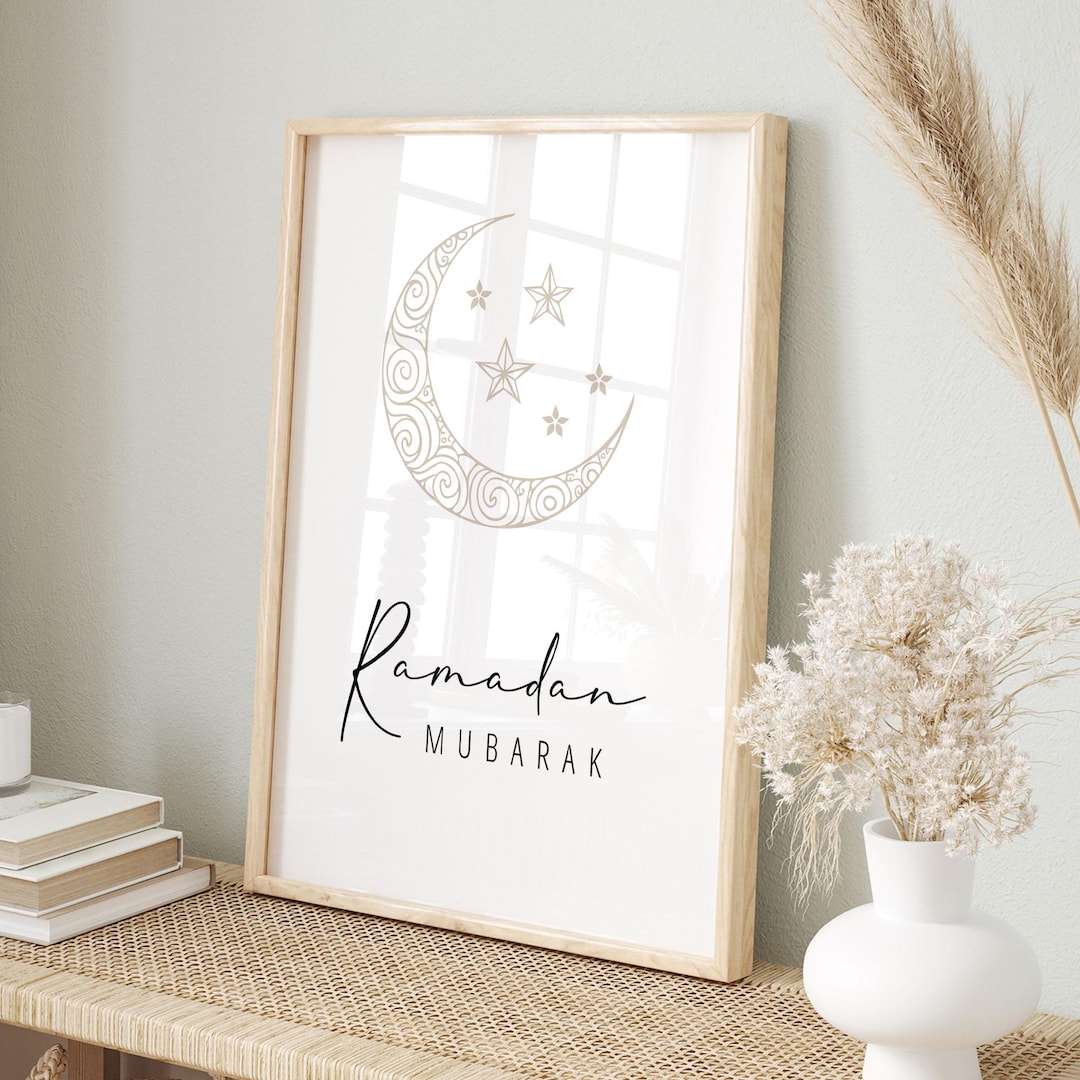 Minimalist Ramadan Mubarak Wall Art, Islamic Wall Art, Ramadan ...