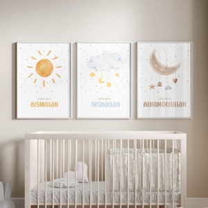 Set of 3 Islamic Wall Art Prints Children, 3 Piece Muslim Nursery ...