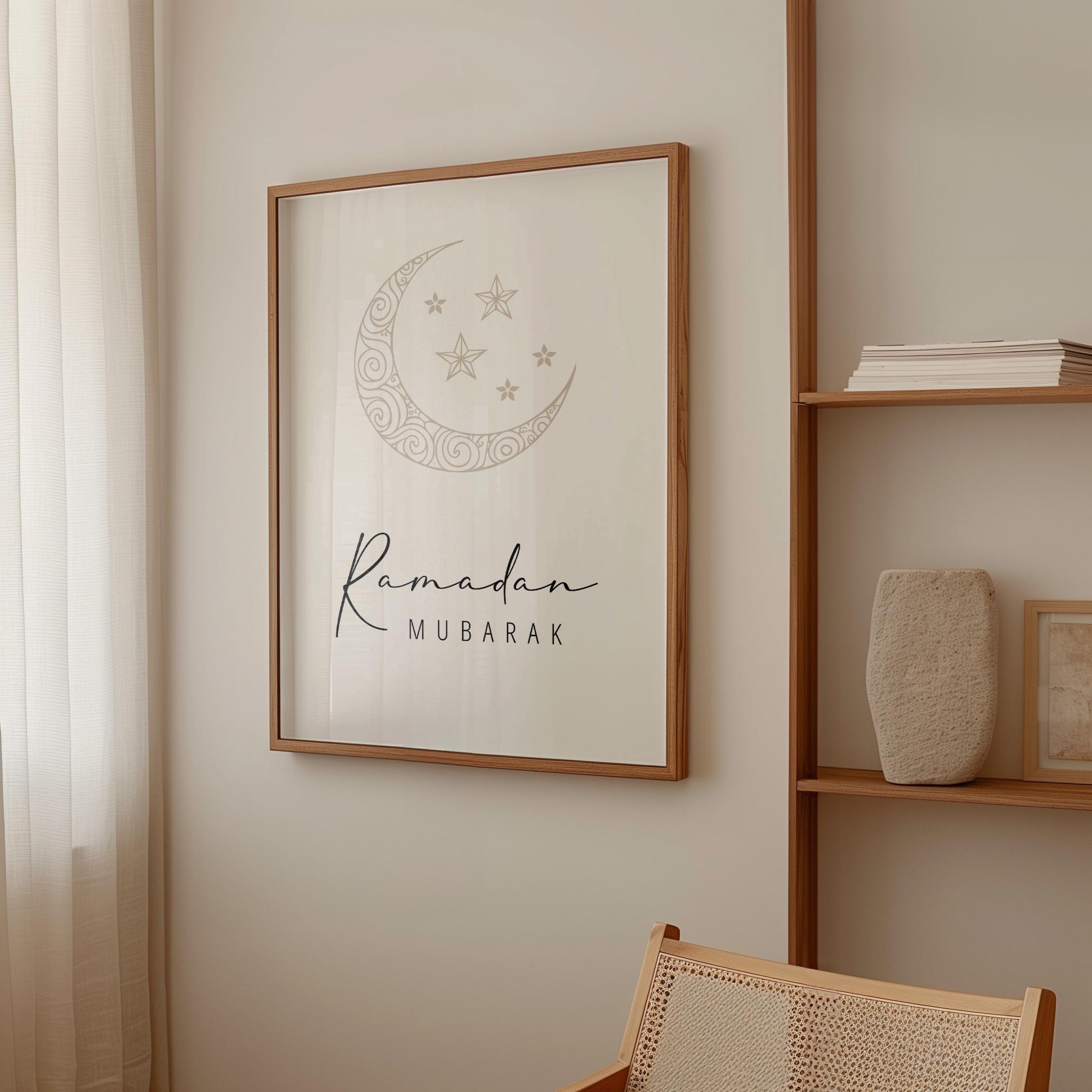 Minimalist Ramadan Mubarak Wall Art, Islamic Wall Art, Ramadan ...