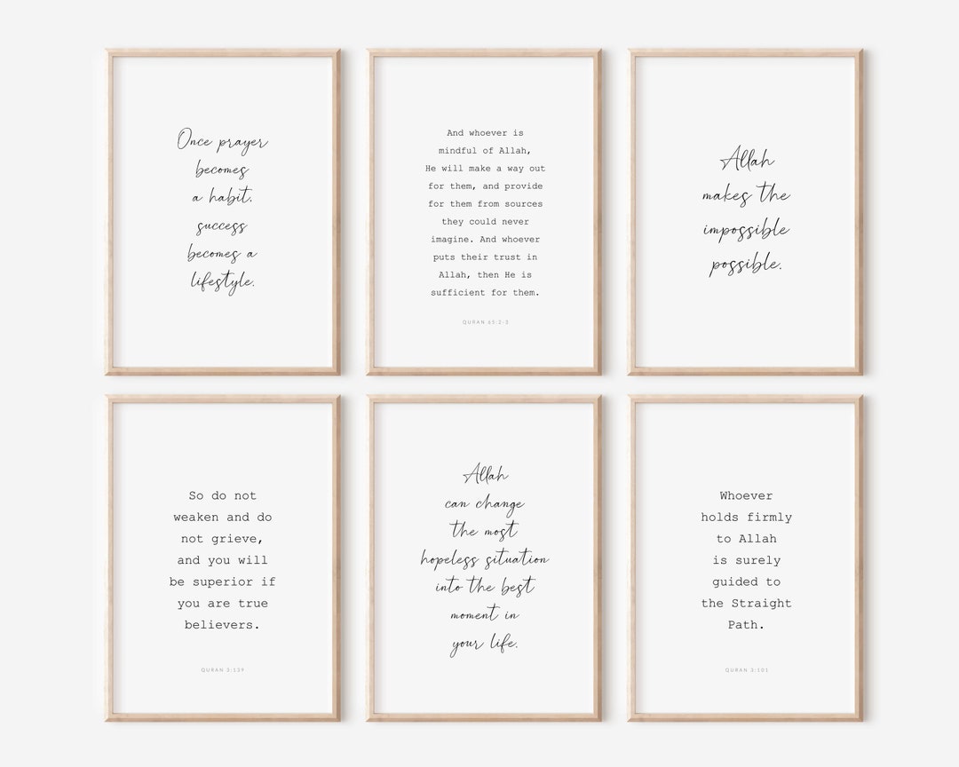 Set of 6 Islamic Quotes Wall Art, Inspirational Islamic Digital Prints ...