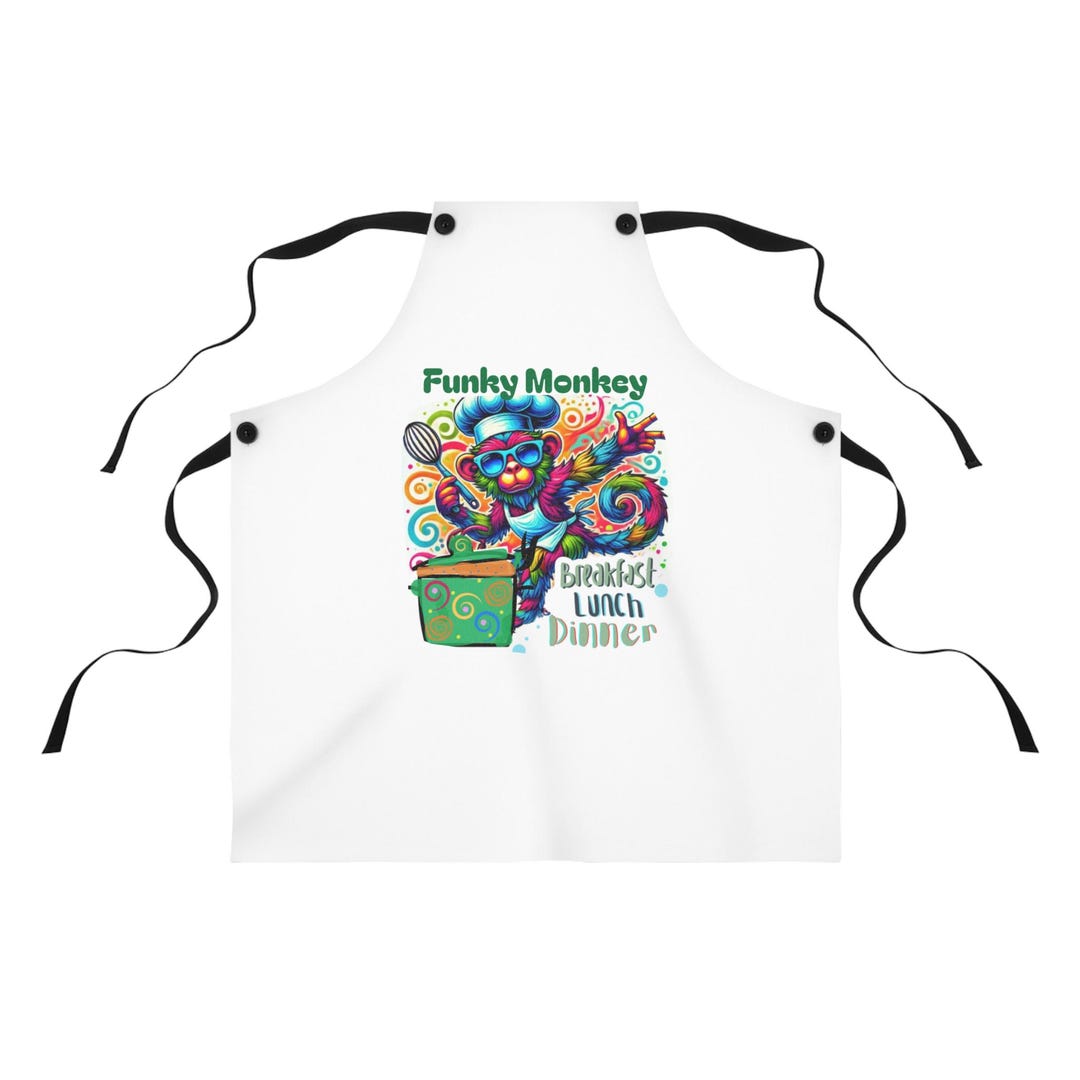 Funky Monkey Apron, Colorful Kitchen Helper Gift, Fun Cooking Accessory ...