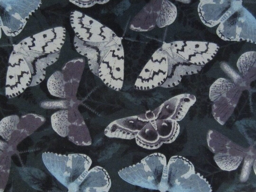 Flannel Night Flight Moths in the Night 100% Brushed Cotton Flannel ...