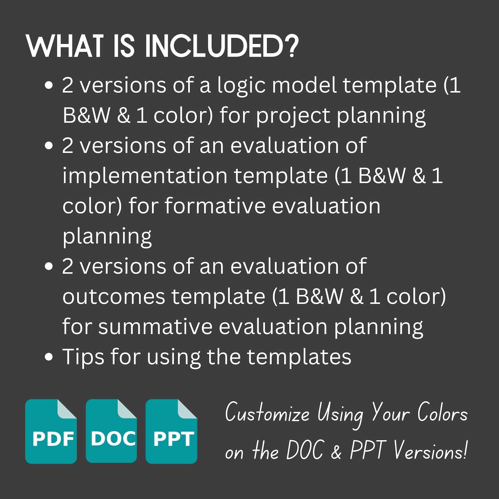 Logic Model & Evaluation Templates Project Planning Nonprofit Higher ...
