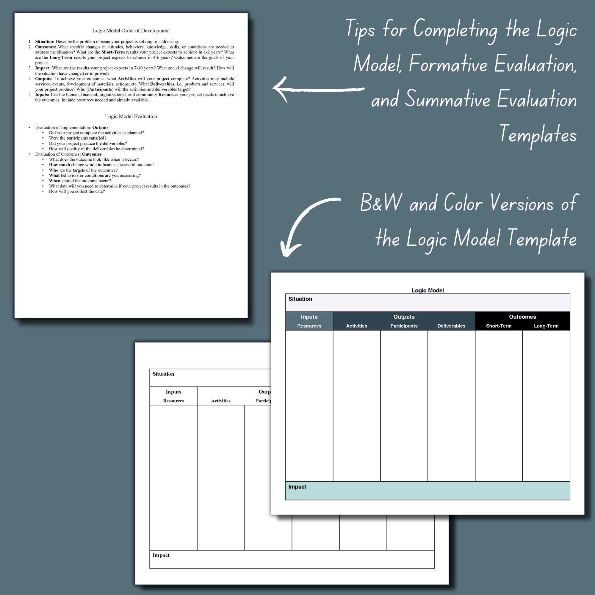 Logic Model & Evaluation Templates | Project Planning | Nonprofit ...
