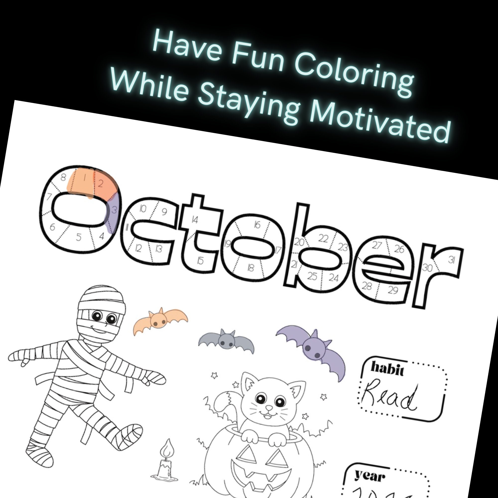 Monthly Habit Tracker Coloring Pages, Exercise Tracker, Writing Habit ...