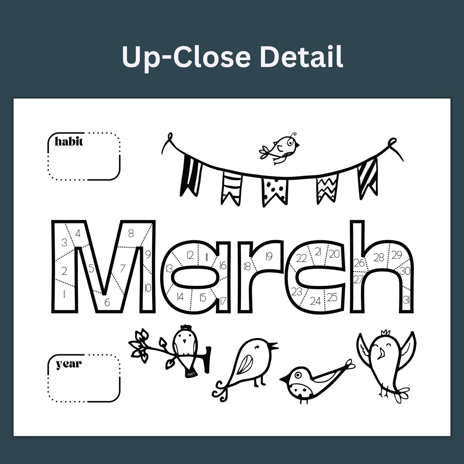 Monthly Habit Tracker Coloring Pages: Productivity Printable (PDF) - Etsy