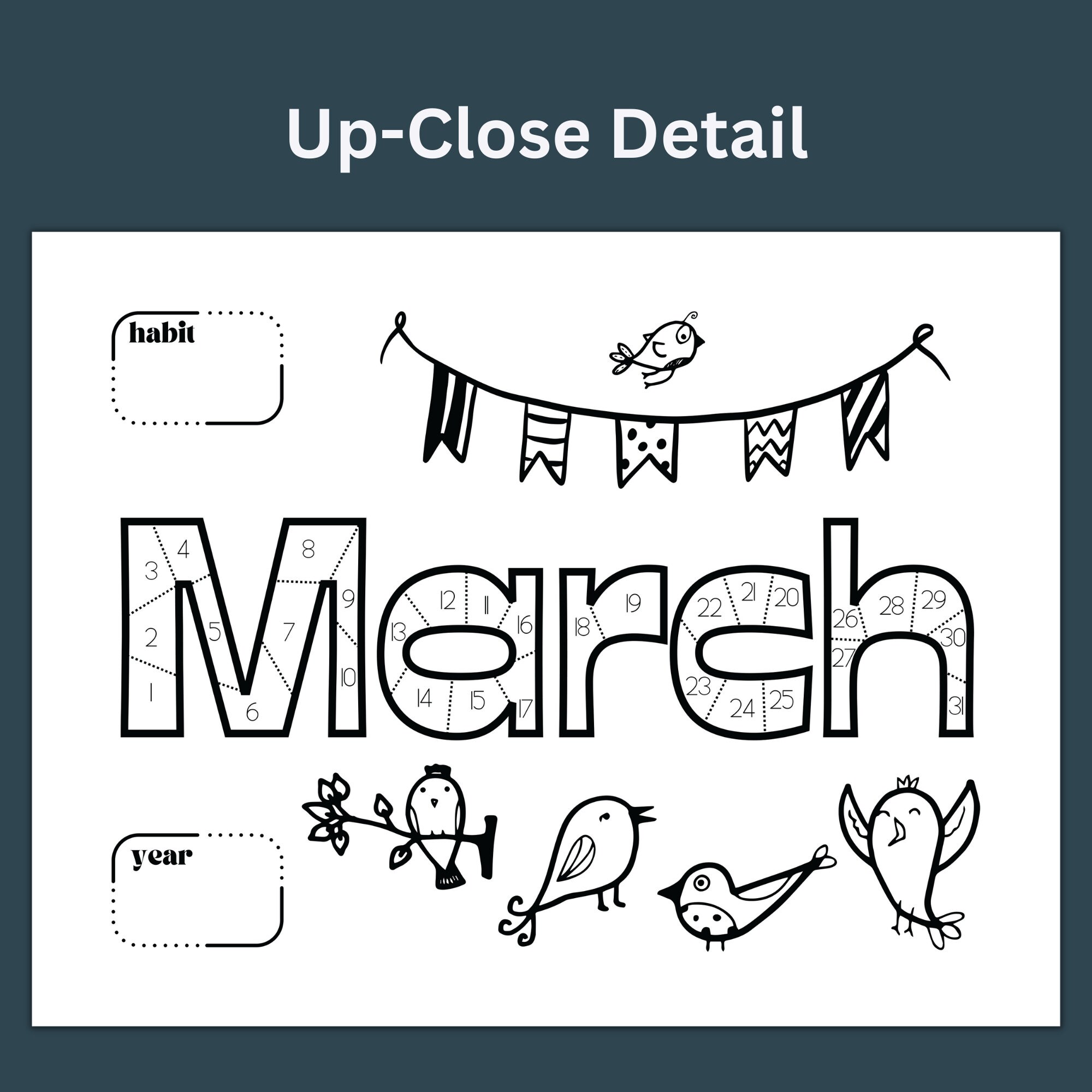 Monthly Habit Tracker Coloring Pages, Exercise Tracker, Writing Habit ...