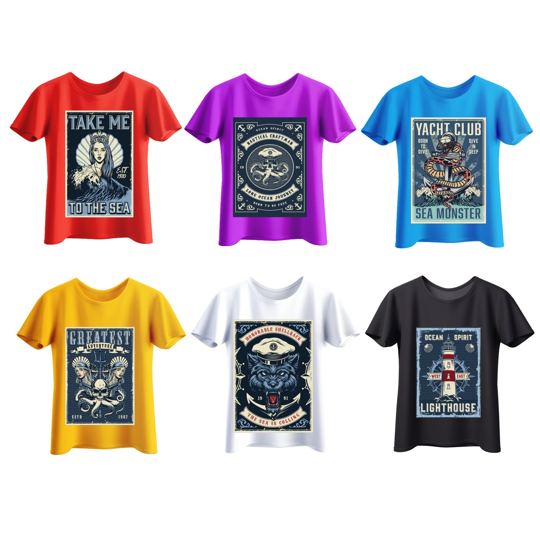 Vintage Marine Posters Set, Marine Svg Png, Vintage Svg Png, Vintage ...