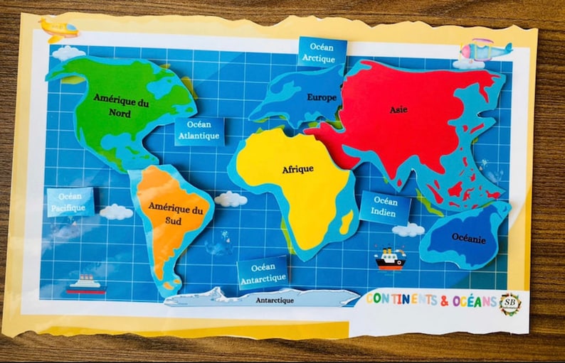 World Map Puzzle: Continents & Oceans, Montessori-inspired Educational ...