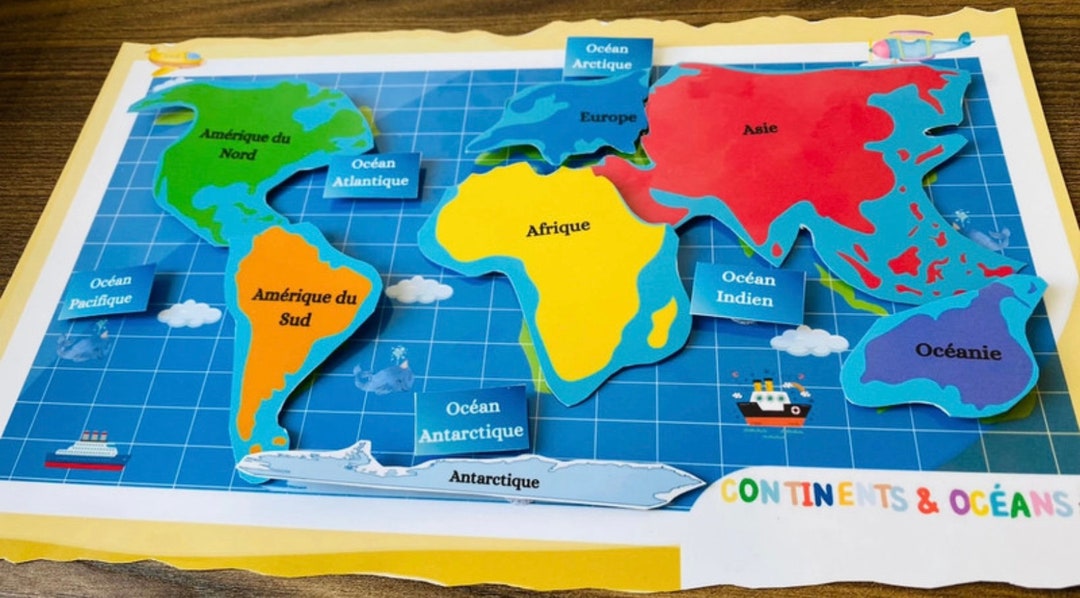World Map Puzzle: Continents & Oceans, Montessori-inspired Educational ...