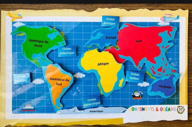 World Map Puzzle: Continents & Oceans, Montessori-inspired Educational ...