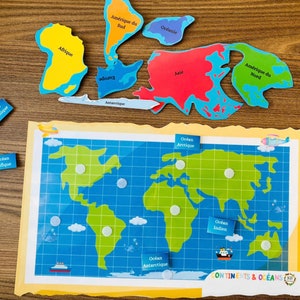 World Map Puzzle: Continents & Oceans, Montessori-inspired Educational ...