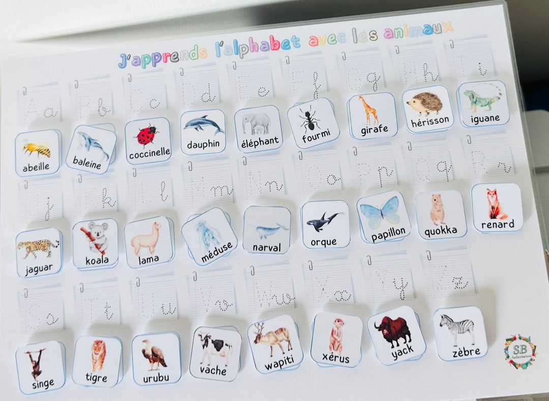 Aprendo el abecedario con animales reconocimiento fonético - Etsy España