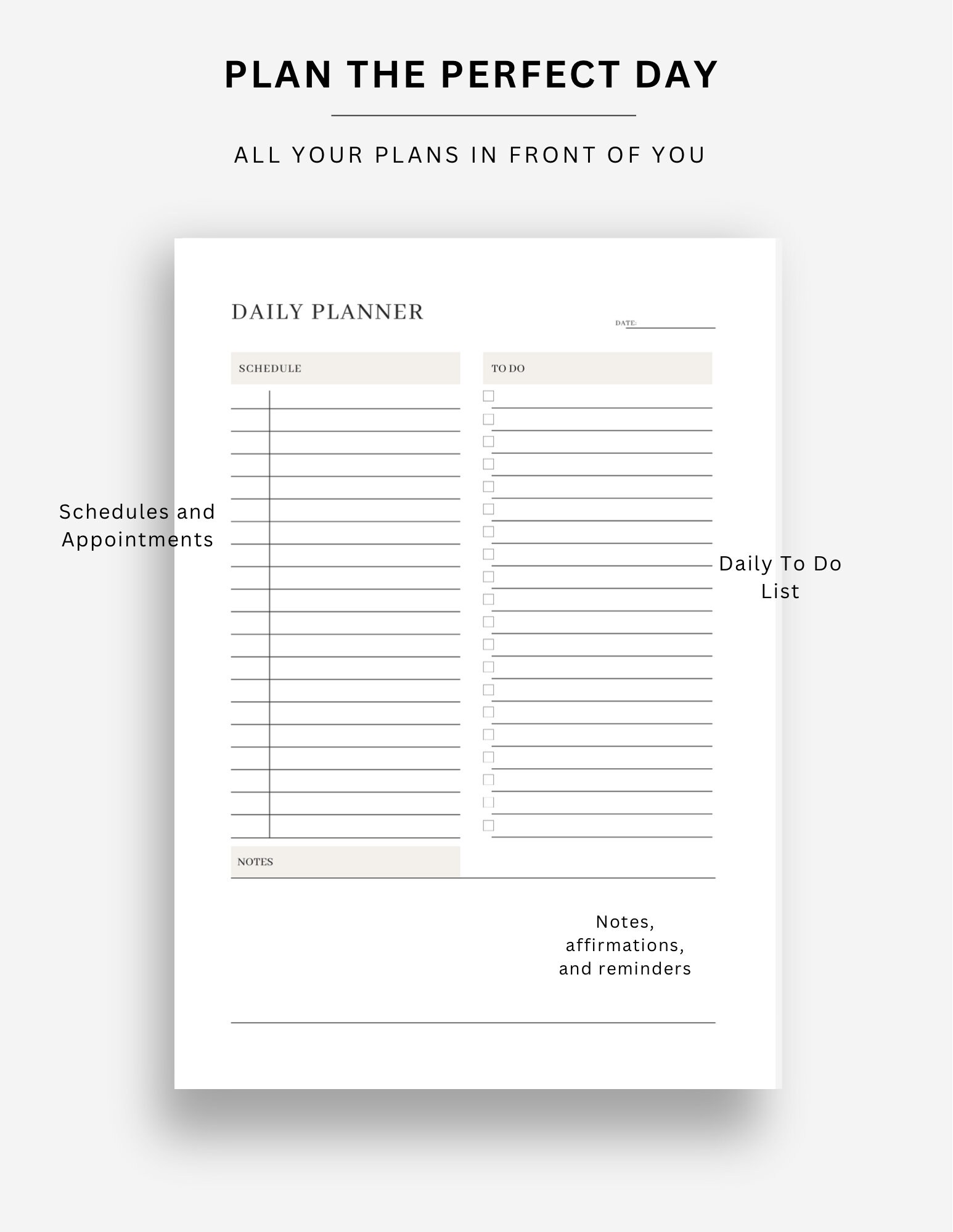 Minimalist Daily Planner, Printable, Daily to Do List, Productivity ...