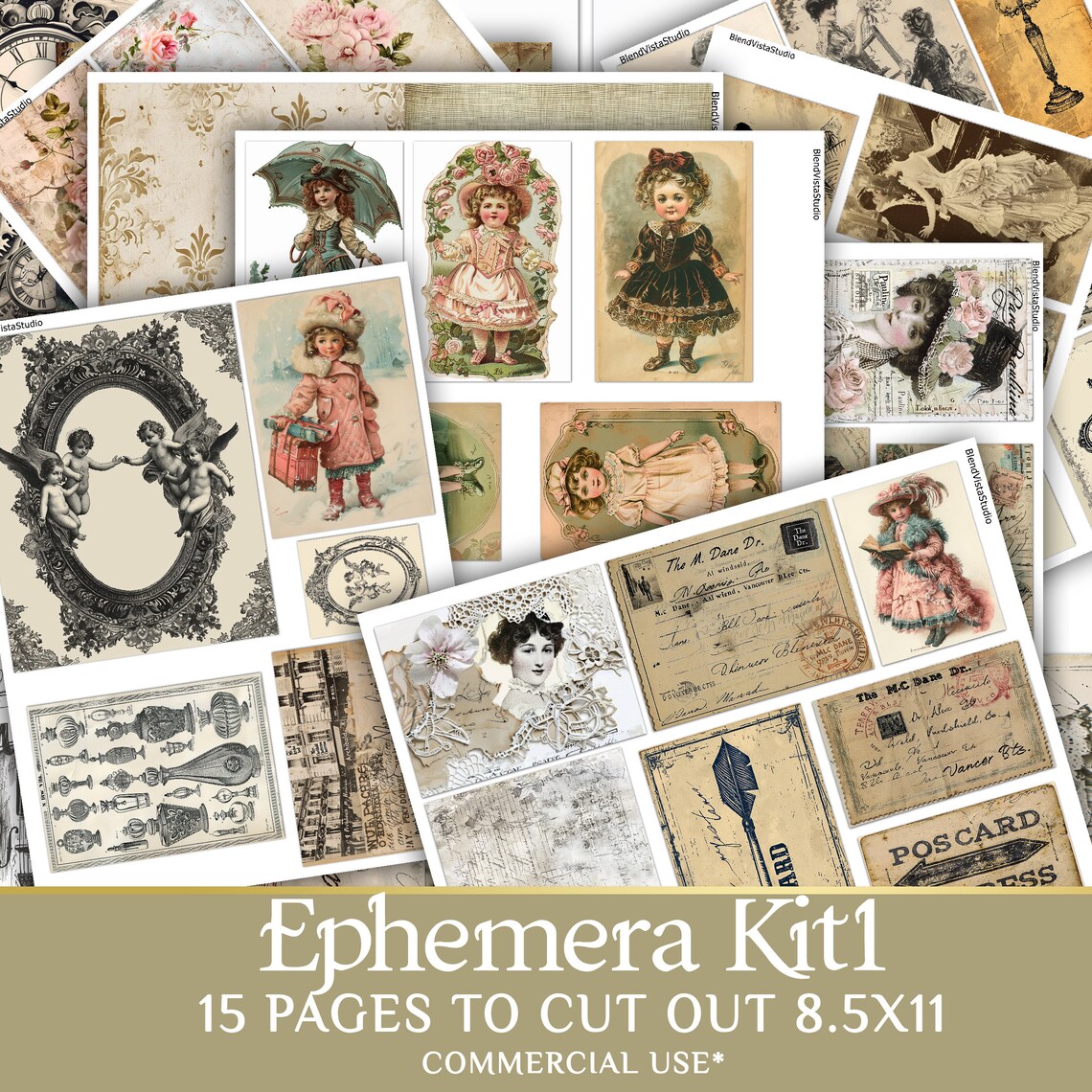Vintage Printable Ephemera for Junk Journal Kit Digital Ephemera Kit ...