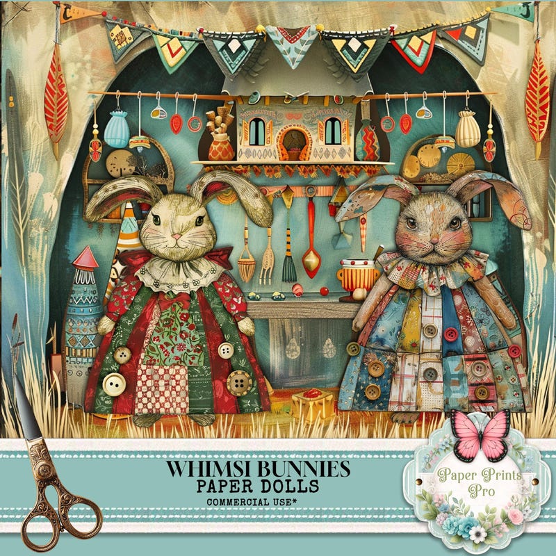 Bunny Paperdolls - Etsy UK