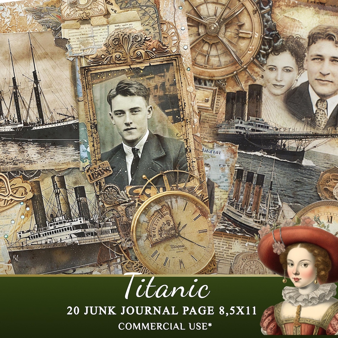 Vintage Pages Junk Journal Titanic Ephemera Retro Style Scrapbooking ...