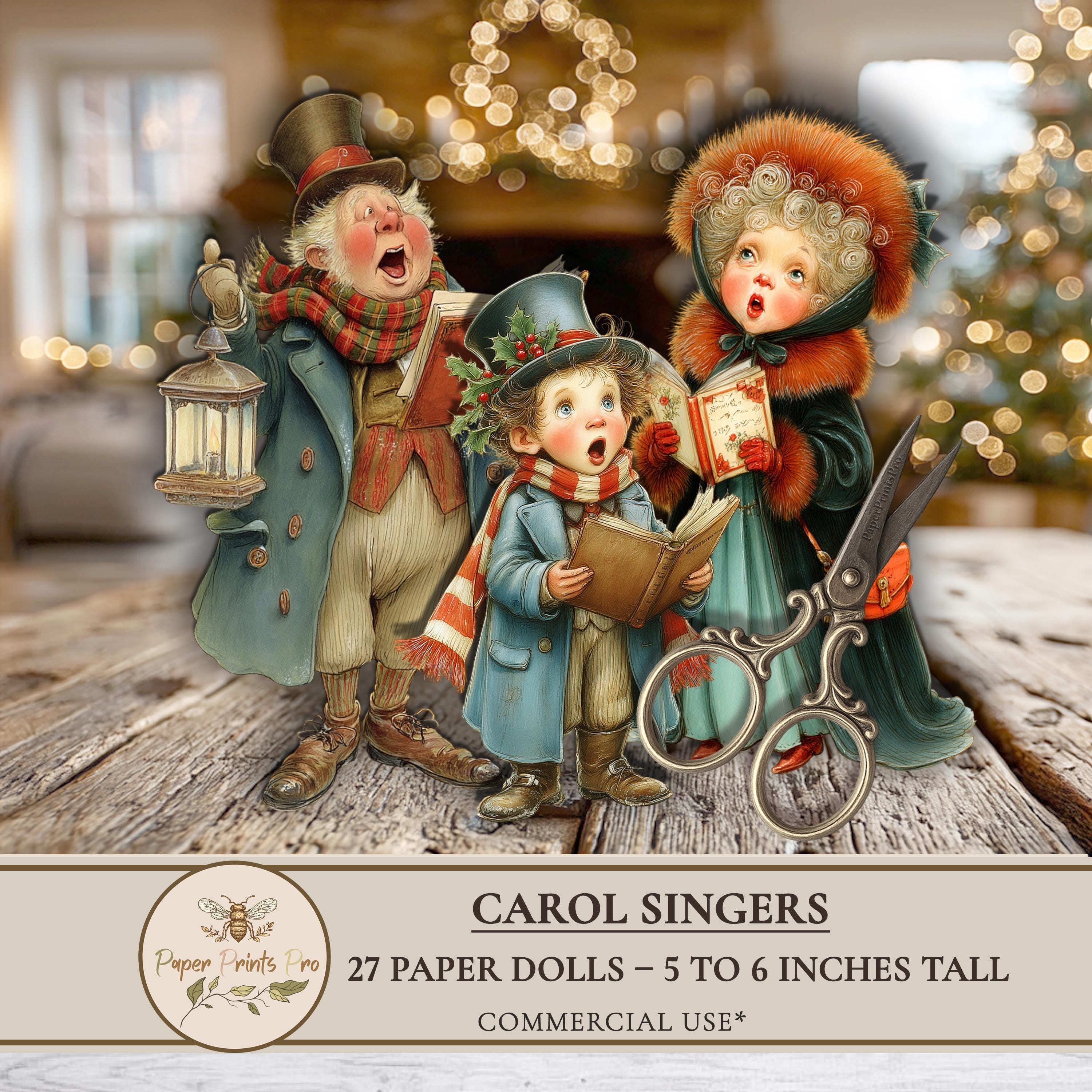 Printable Paper Dolls Christmas Carol Singers, Vintage Victorian ...