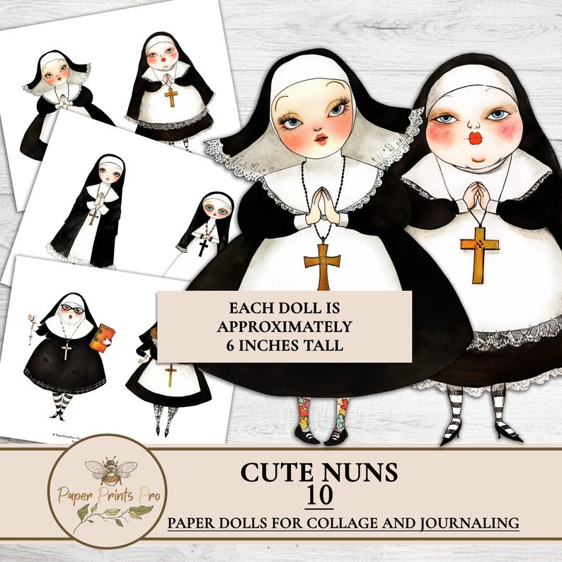 Printable Paper Dolls Nuns Junk Journal Ephemera Religious Sisters ...