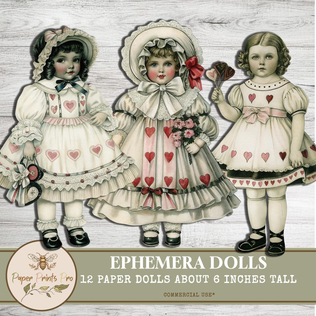 Vintage Printable Paper Dolls - Ephemera -12 Old Paper Dolls (6 Inches ...