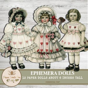 Vintage Printable Paper Dolls - Ephemera -12 Old Paper Dolls (6 Inches ...