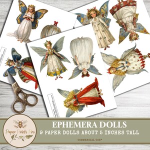 Vintage Fairy Paper Dolls - 9 Printable Ephemera Cutouts - Junk Journal ...