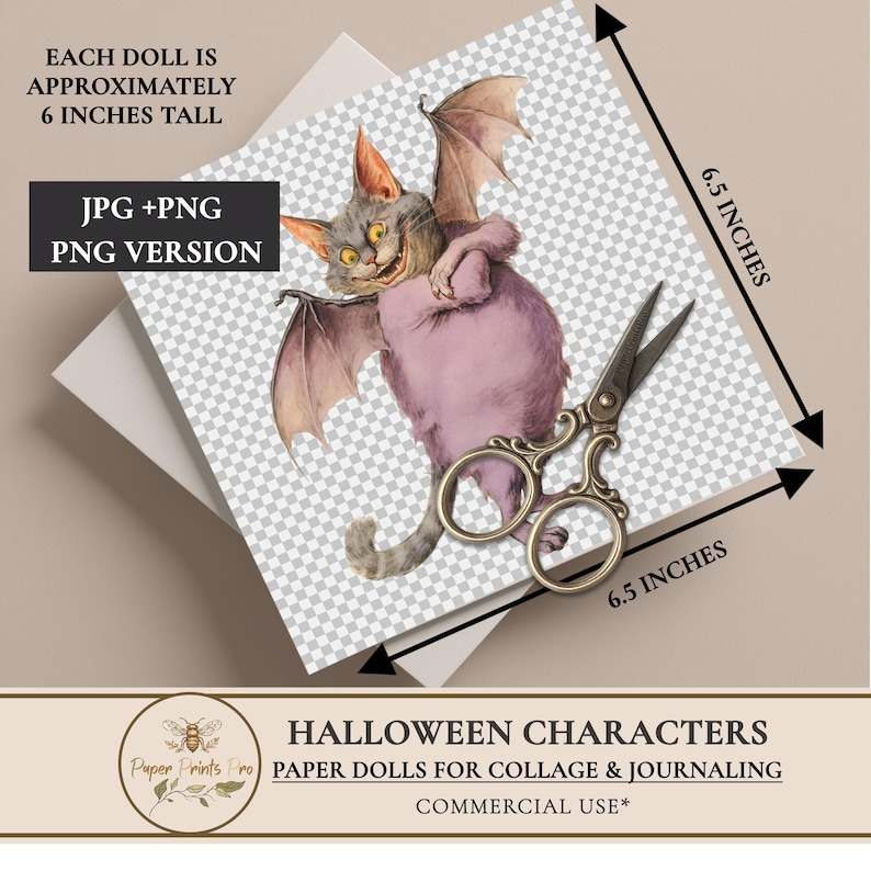 Halloween Paper Dolls Ephemera Kit With Ghosts, Witches, Pumpkin Heads ...
