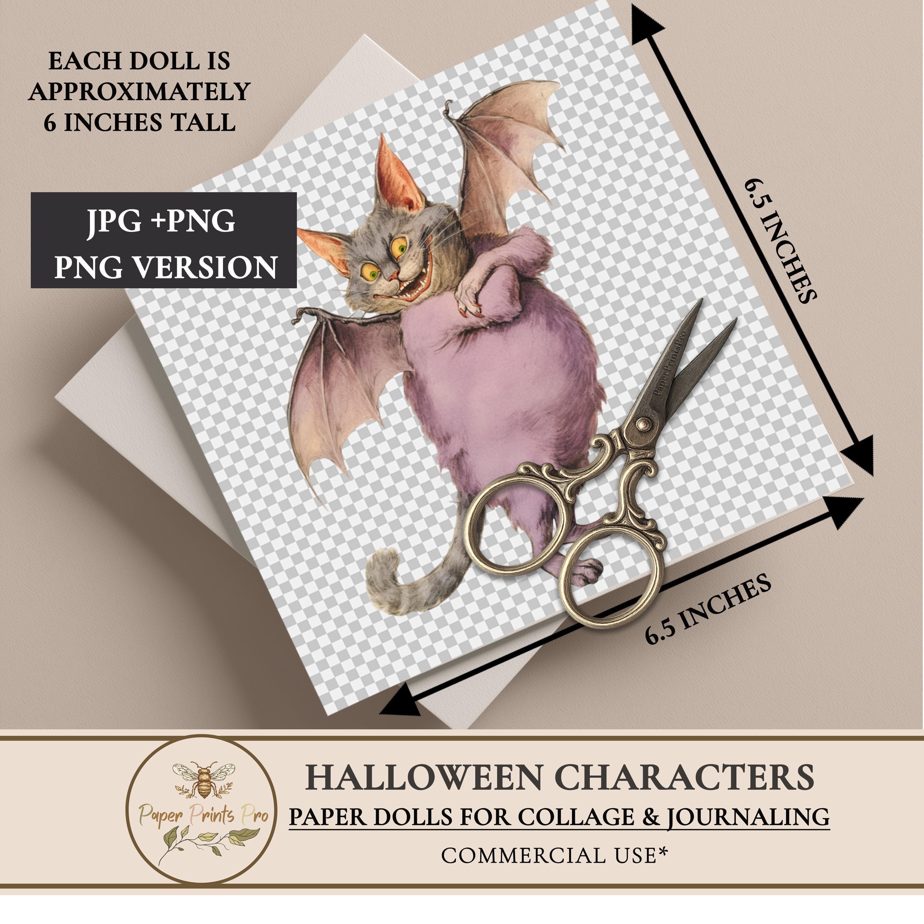 Halloween Paper Dolls Ephemera Kit With Ghosts, Witches, Pumpkin Heads ...