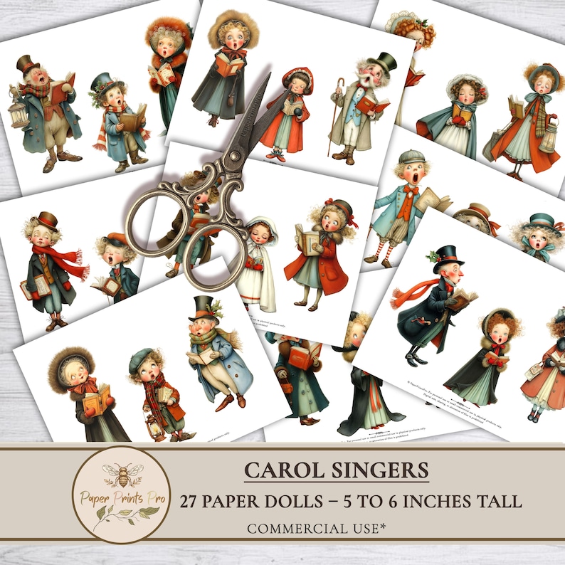Printable Paper Dolls Christmas Carol Singers, Vintage Victorian ...
