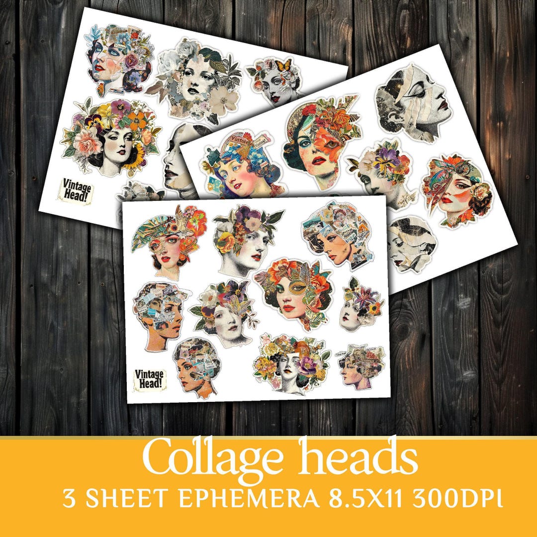 Ephemera-digital Collage Heads - Elegant Vintage Images to Print for ...