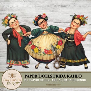 Printable Paper Dolls - "frida Kahlo" & 30 Backgrounds 10x10 Inches ...