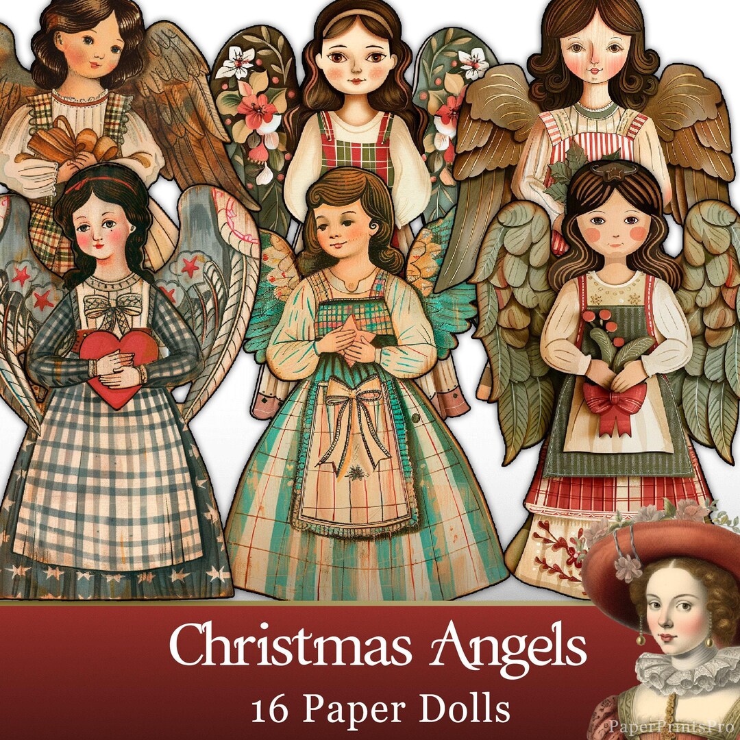 Printable Paper Dolls – Christmas Angels Ephemera for Junk Journals ...