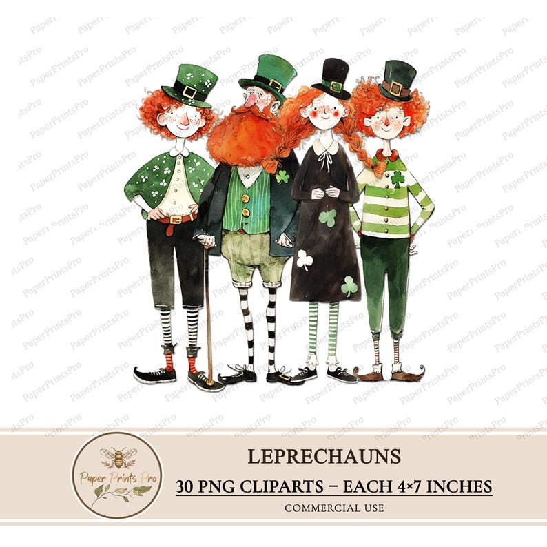 Leprechaun Clipart Watercolor PNG – Girls & Boys Irish Characters for ...