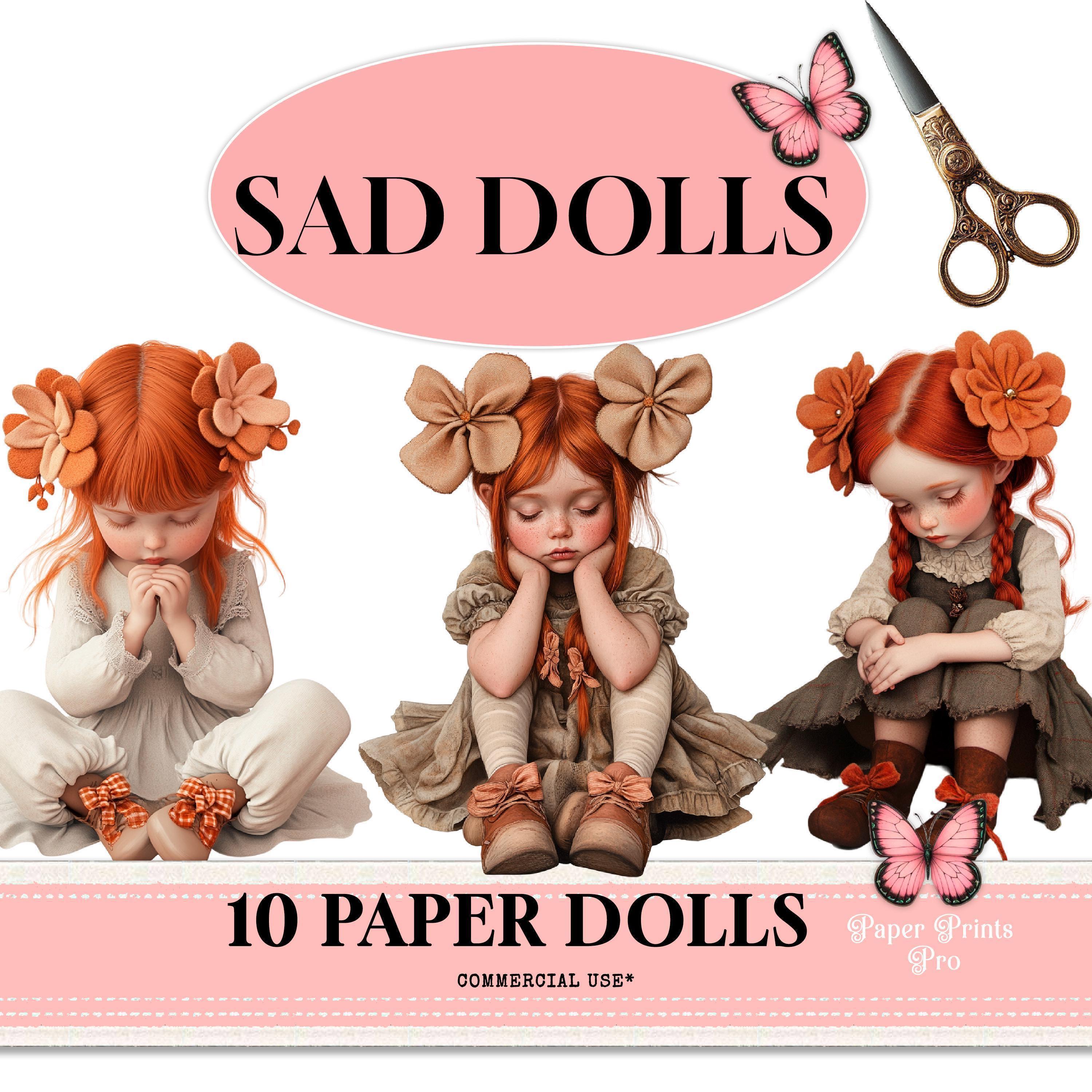 Sad Dolls: Printable Paper Dolls for Junk Journals (digital Design) - Etsy