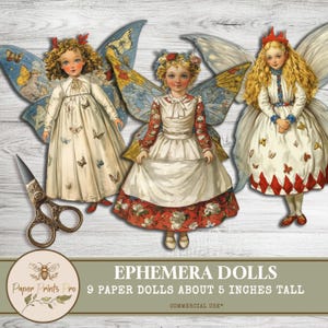 Vintage Fairy Paper Dolls - 9 Printable Ephemera Cutouts - Junk Journal ...