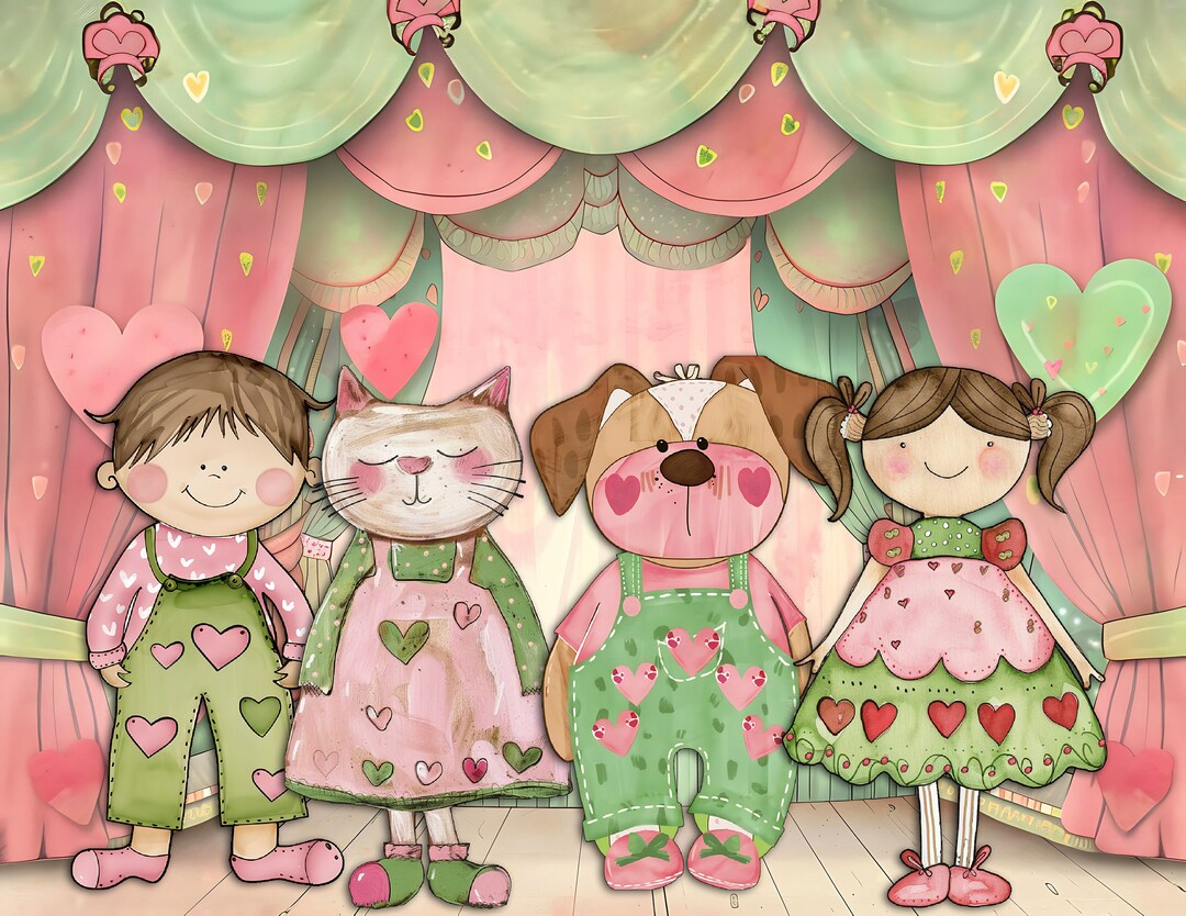 Adorable Paper Doll Kit for Puppet Theater and Scrapbooking - Gift Idea ...