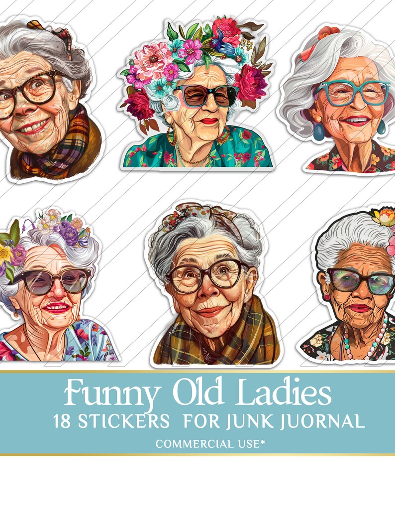 Funny Old Lady Clipart for Junk Journal 18 Whimsical Grandy Clipart ...