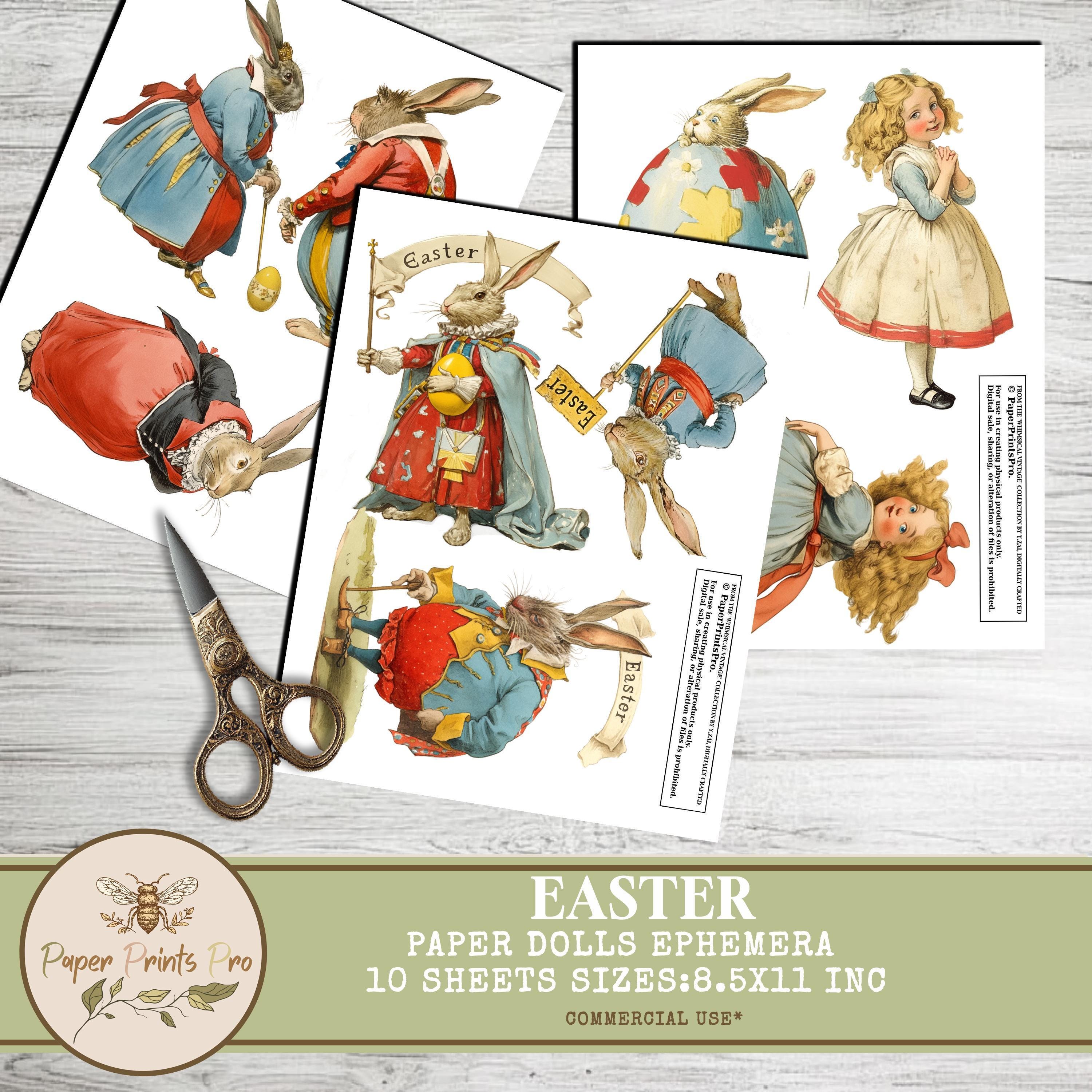 Ephemera Paper Dolls Printable -"easter" - Vintage DIY Cutouts: Bunnies ...