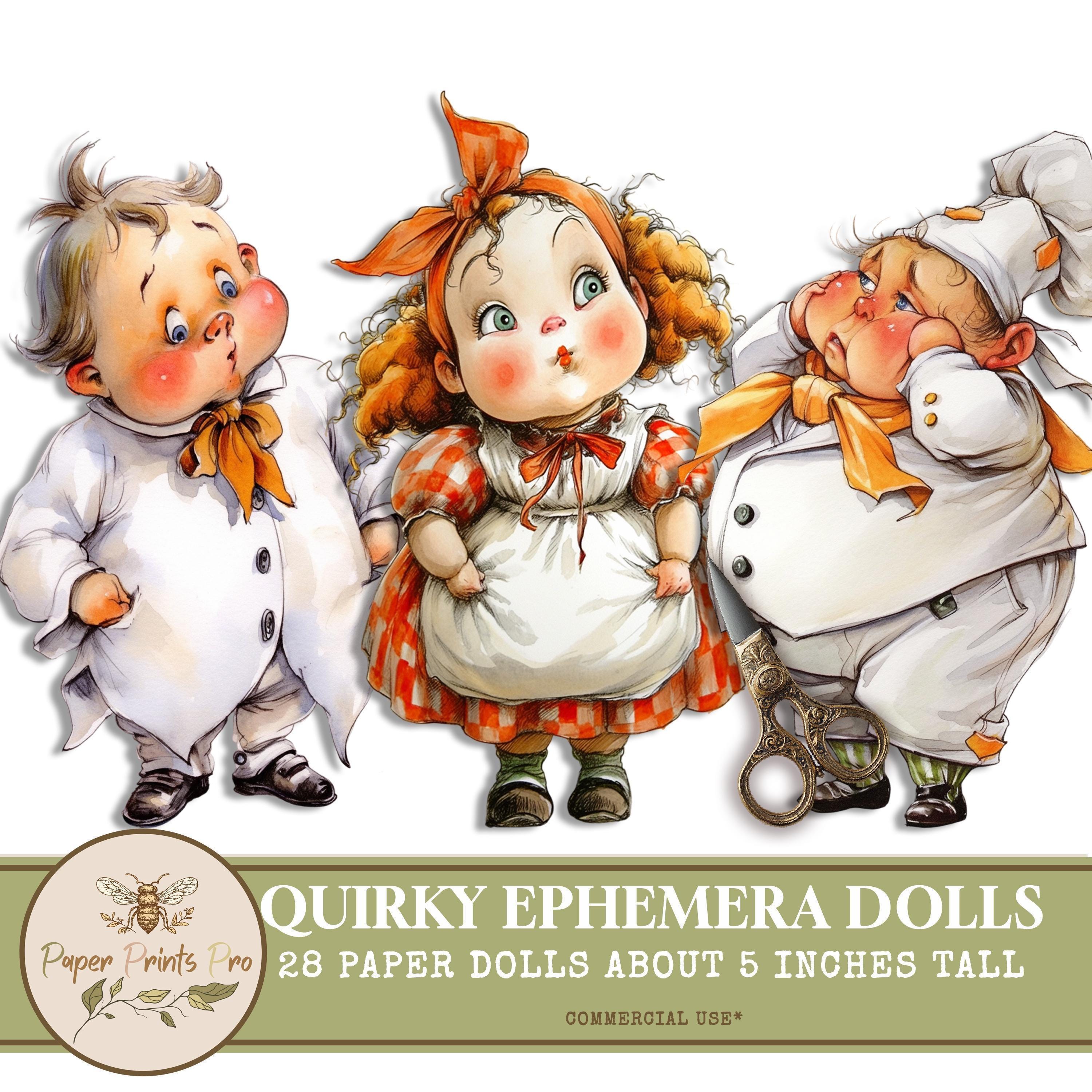 Printable Vintage Paper Dolls – 28 Quirky Ephemera Characters ...