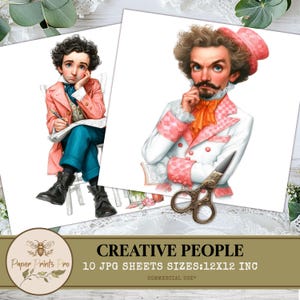 Victorian Artist Clipart, Cartoon Poets Writers Creators, Funny People ...