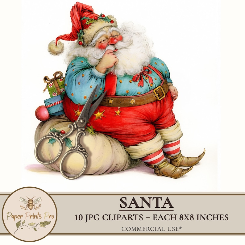 Santa Claus Clipart – 10 Vintage Christmas Illustrations Printable for ...