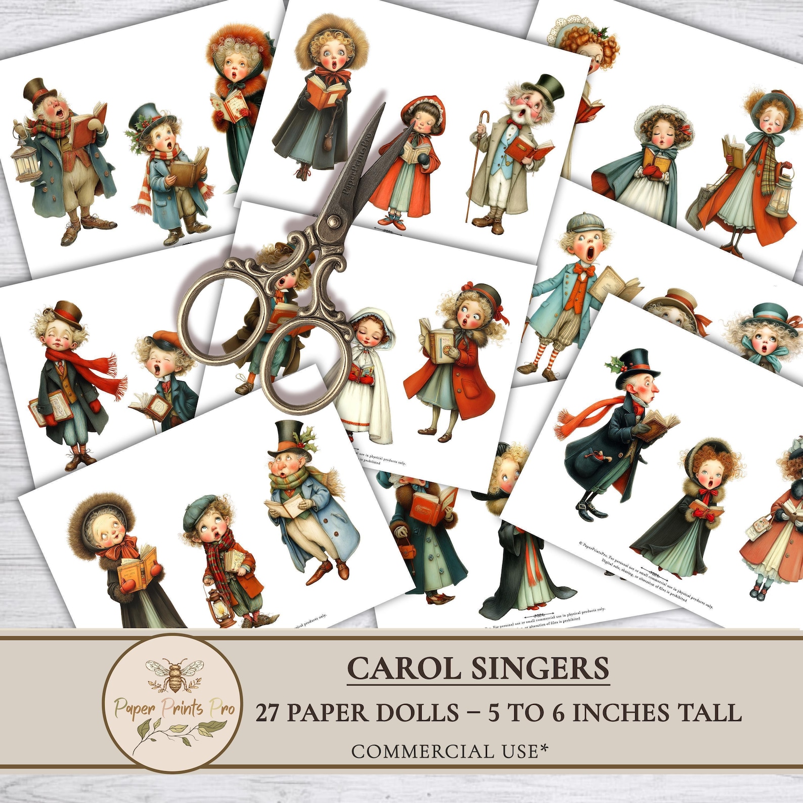 Printable Paper Dolls Christmas Carol Singers, Vintage Victorian ...