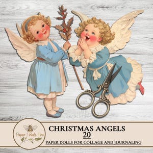 Christmas Angels Paper Dolls Printable Ephemera Vintage Cutouts for ...